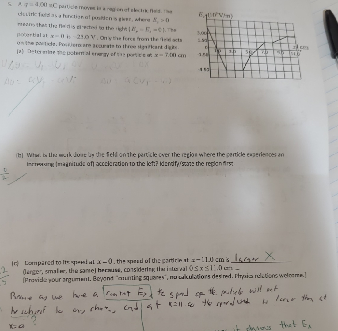 Solved A q=4.00nC ﻿particle moves in a region of electric | Chegg.com