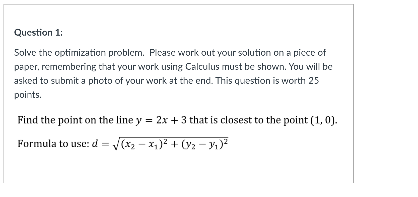 Solved Question 1:Solve the optimization problem. Please | Chegg.com