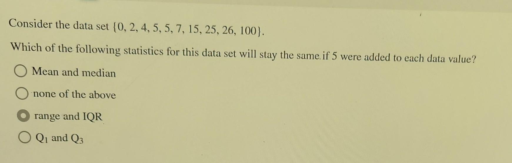 Solved Consider the data set | Chegg.com