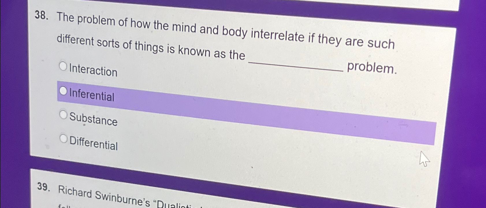 Solved The problem of how the mind and body interrelate if | Chegg.com