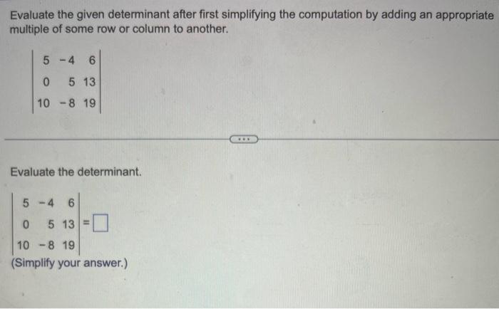 Solved Compute the following determinant by cofactor | Chegg.com
