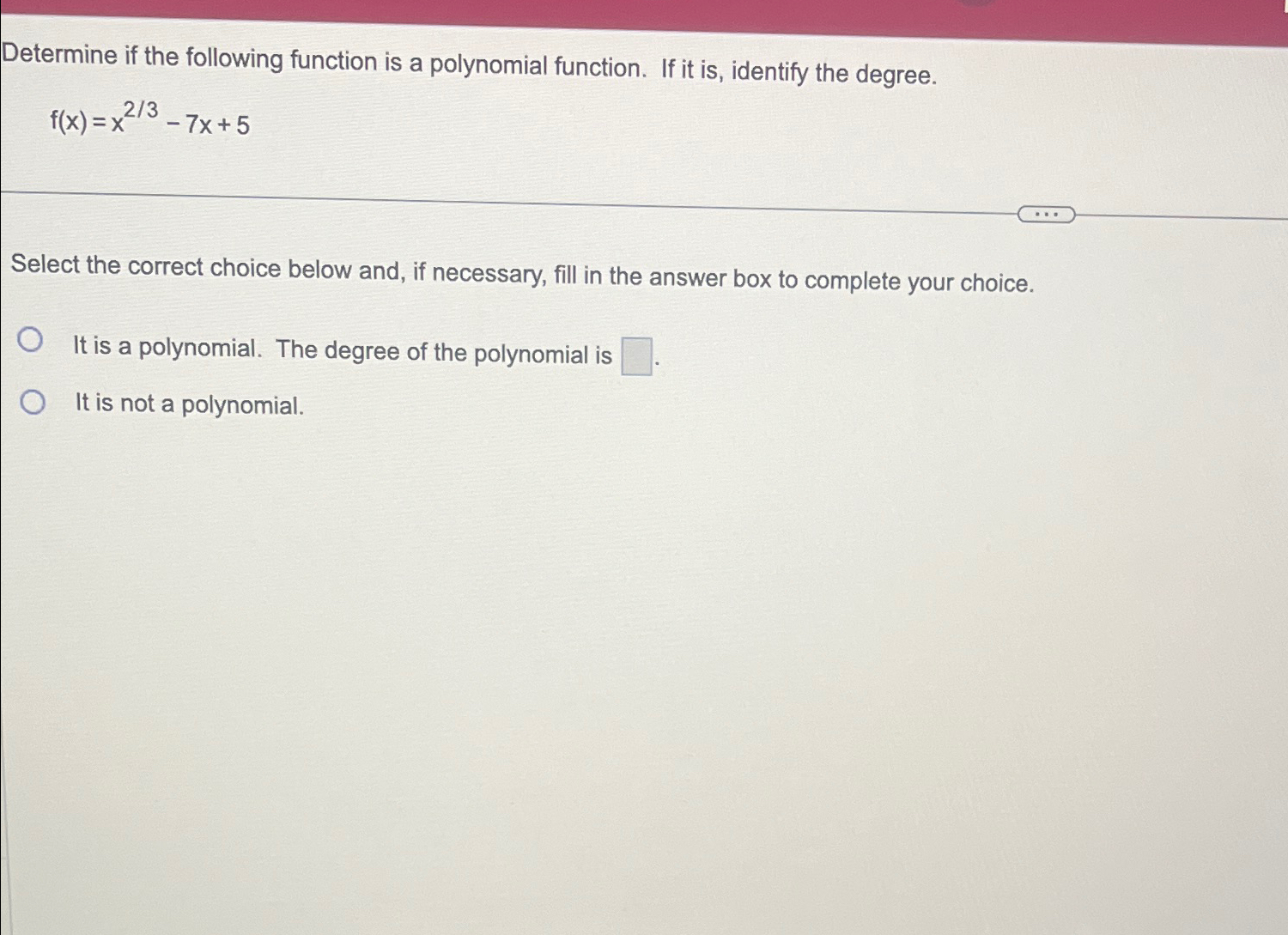 Solved Determine if the following function is a polynomial | Chegg.com