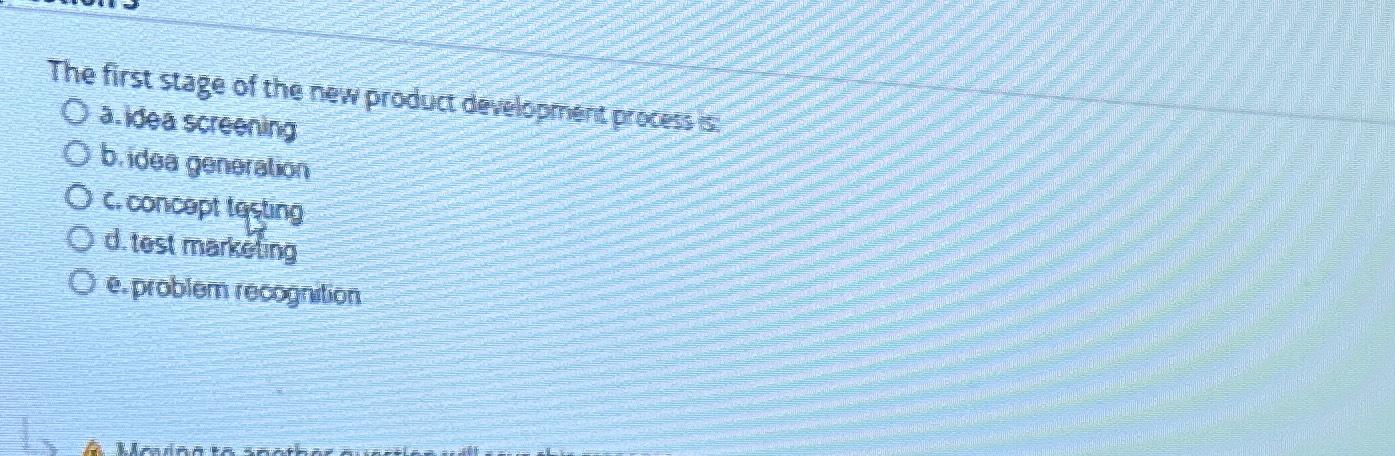 Solved The first stage of the new product development | Chegg.com