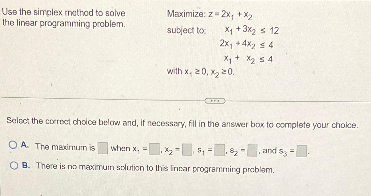 Use the simplex method to solve the linear | Chegg.com