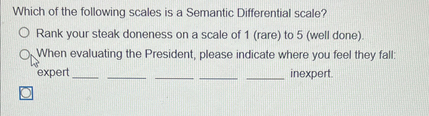 Solved Which of the following scales is a Semantic | Chegg.com