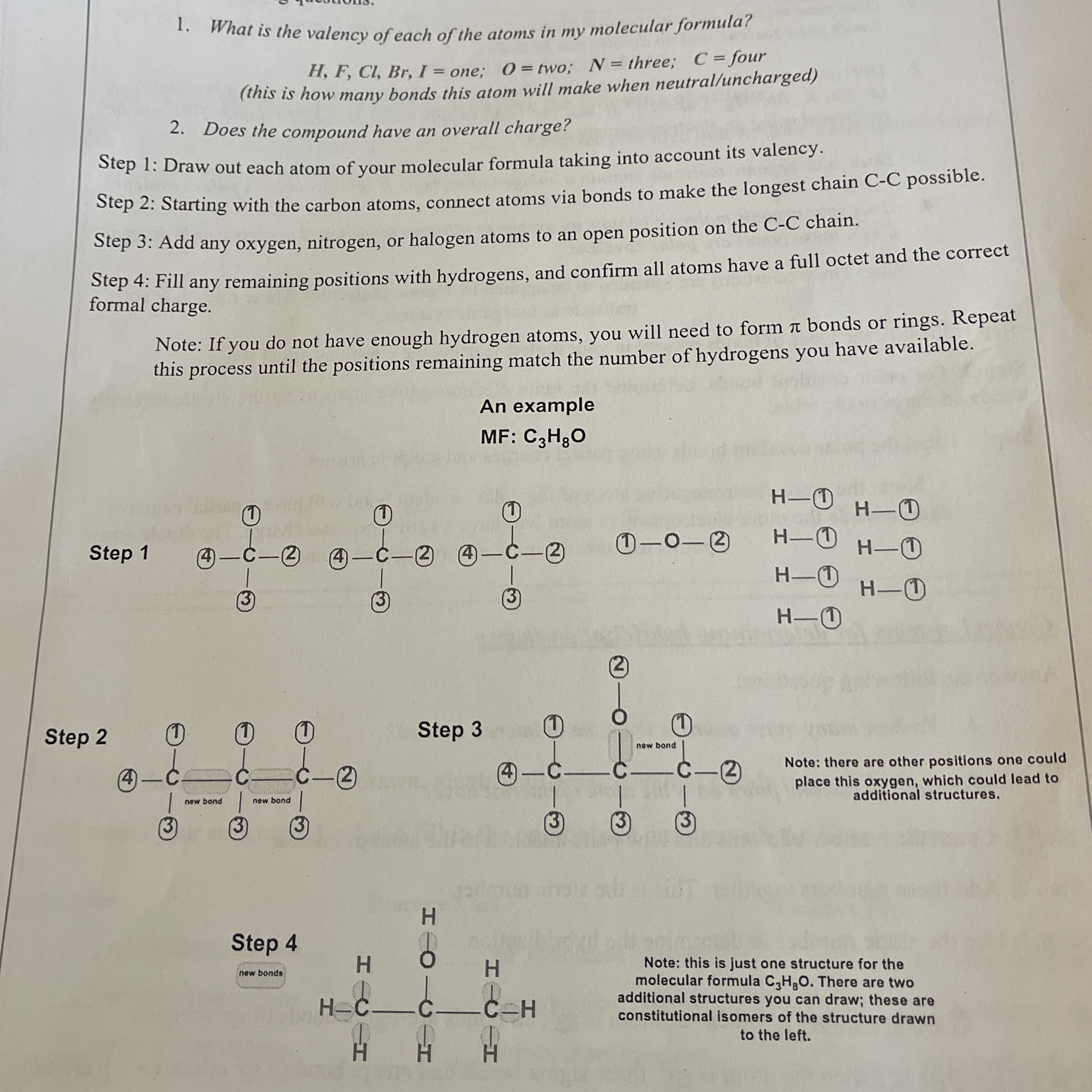 Solved What is the valency of each of the atoms in my | Chegg.com