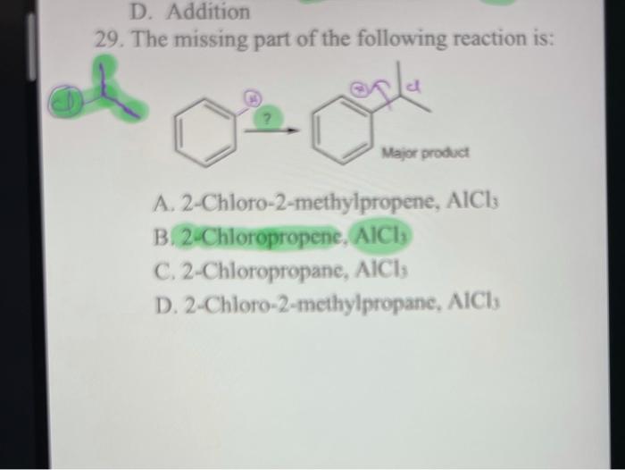 Solved D. Addition 29. The missing part of the following | Chegg.com
