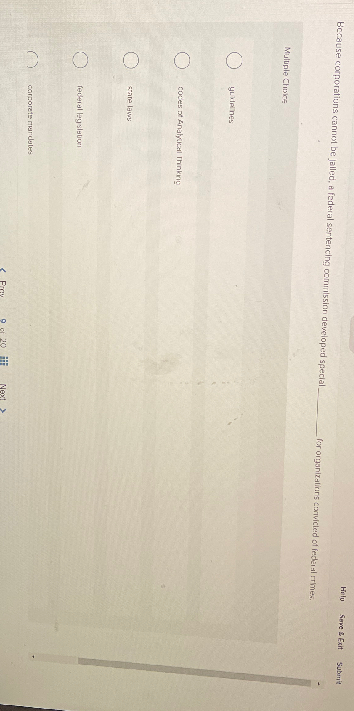 Solved Because corporations cannot be jailed, a federal | Chegg.com