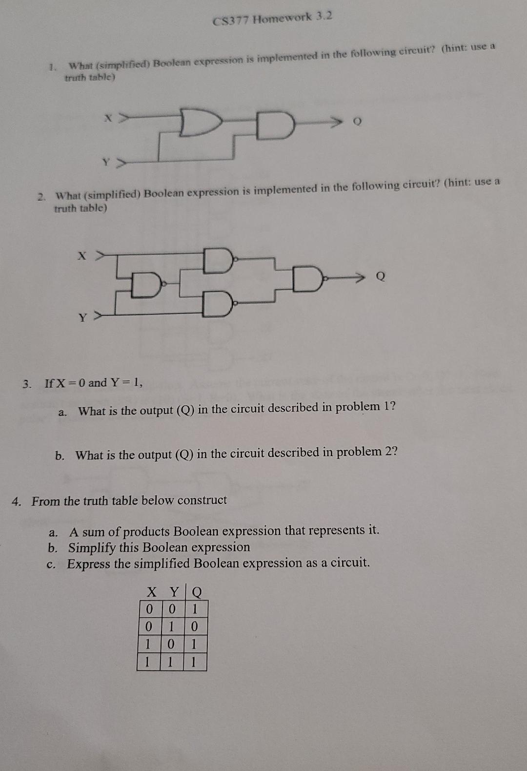 Solved 1. What (simplifed) Boolcan expression is implemented | Chegg.com