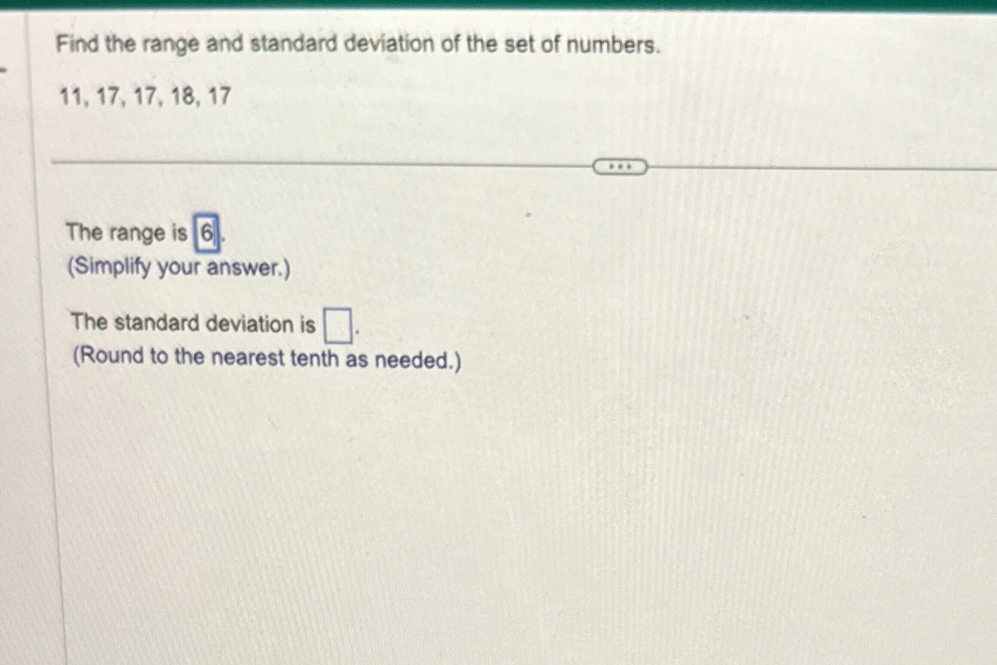 Solved Find the range and standard deviation of the set of | Chegg.com