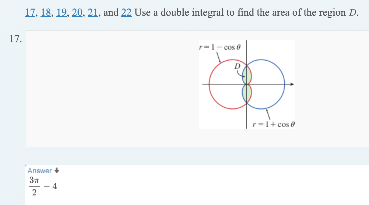 Solved 17,18,19,20,21?, ﻿and 22? ﻿Use a double integral to | Chegg.com