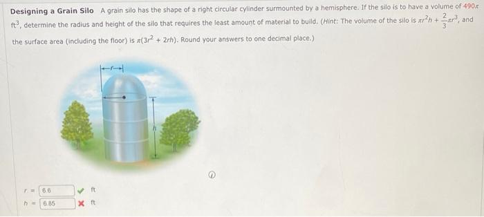 Solved Designing a Grain Silo A grain silo has the shape of | Chegg.com