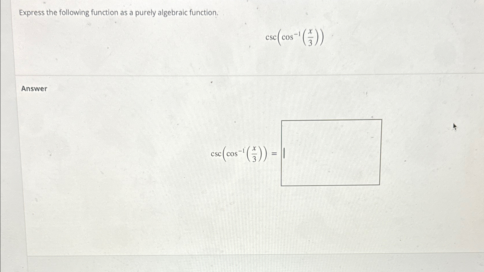 Solved Express the following function as a purely algebraic | Chegg.com