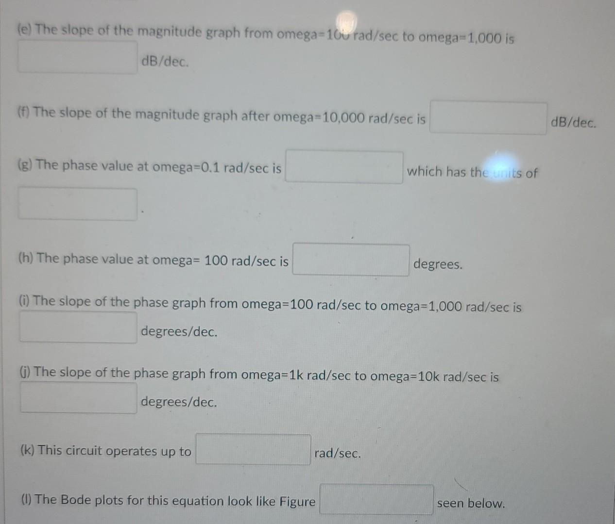 Solved Use the following equation to create the Bode Plots. | Chegg.com