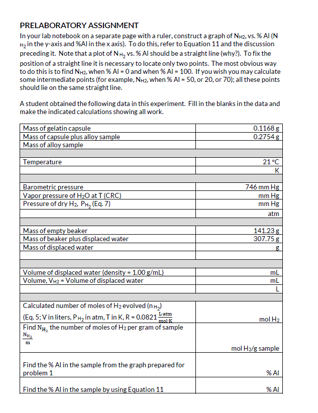PRELABORATORY ASSIGNMENTIn your lab notebook on a | Chegg.com