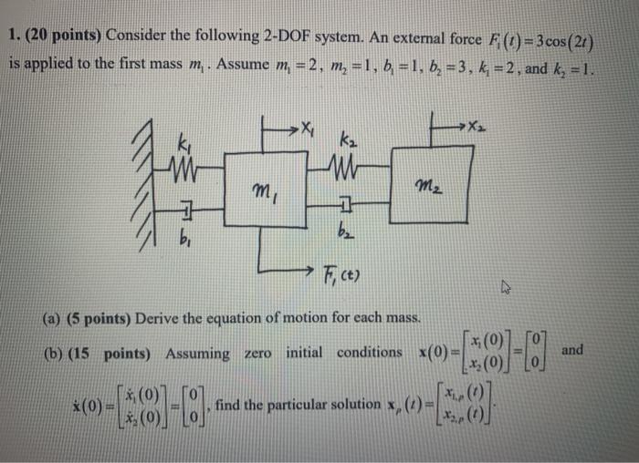 Solved 1. (20 points) Consider the following 2-DOF system. | Chegg.com