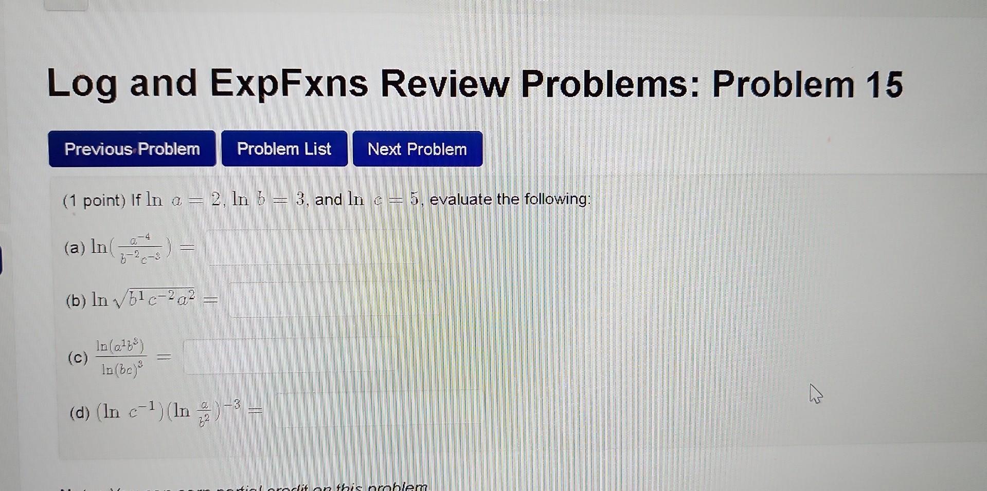 Solved Log and ExpFxns Review Problems: Problem 15 | Chegg.com