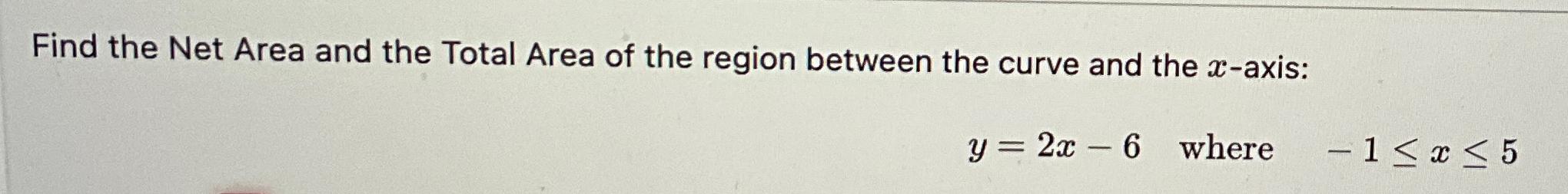 Solved Find the Net Area and the Total Area of the region | Chegg.com