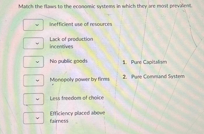 Solved Match the flaws to the economic systems in which they | Chegg.com