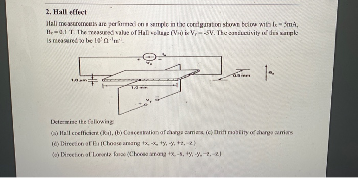Solved 2. Hall effect Hall measurements are performed on a | Chegg.com