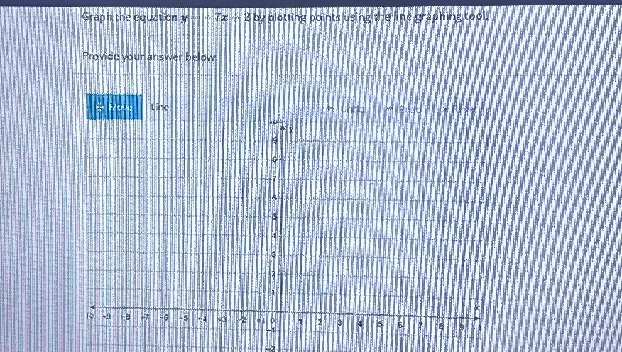 Solved Graph the equation y=-7x+2 ﻿by plotting points using | Chegg.com