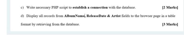 Solved Implement The Following Using Php And Mysql Make