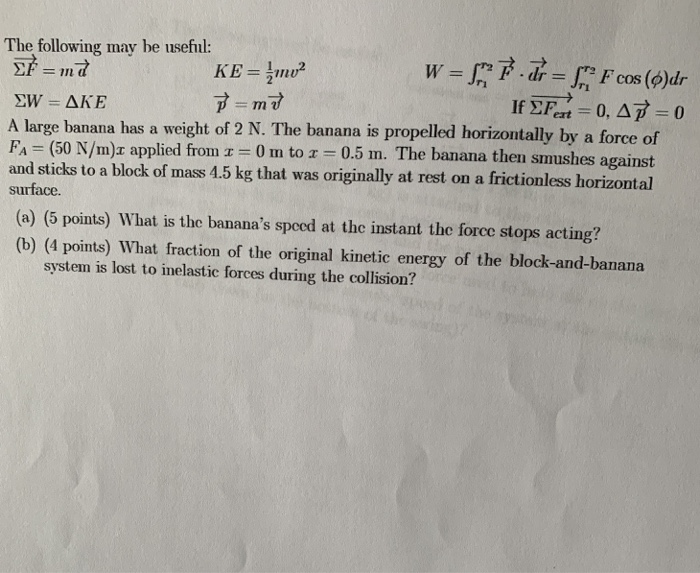 Solved p=mo The following may be useful: E = mă KE=mv2 W = | Chegg.com