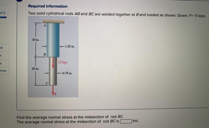 Solved 11 Required information Two solid cylindrical rods AB | Chegg.com
