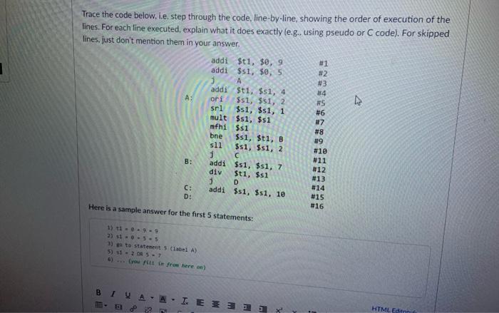 Solved Trace the code below. i.e. step through the code, | Chegg.com