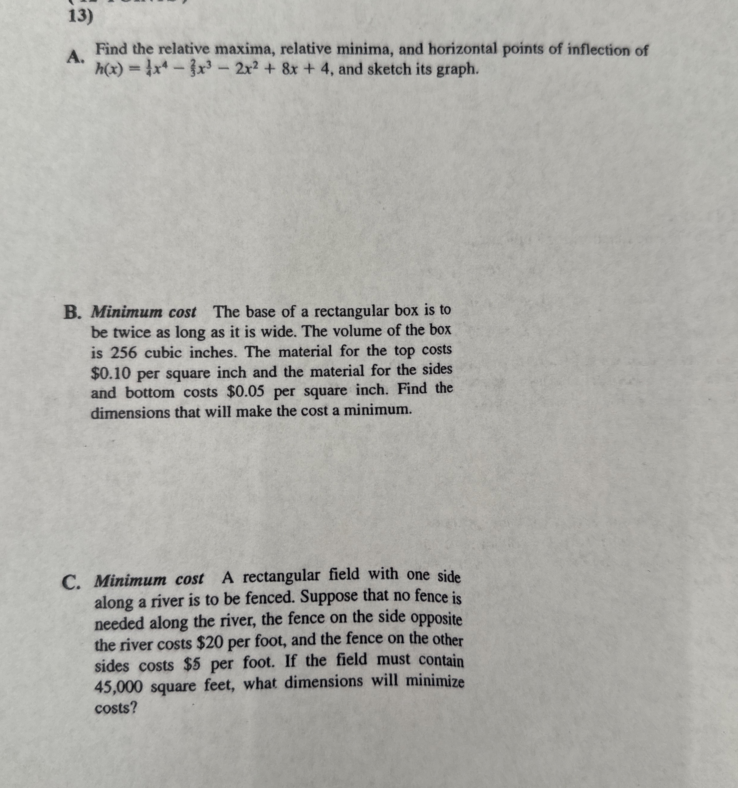 Solved A. ﻿Find the relative maxima, relative minima, and | Chegg.com