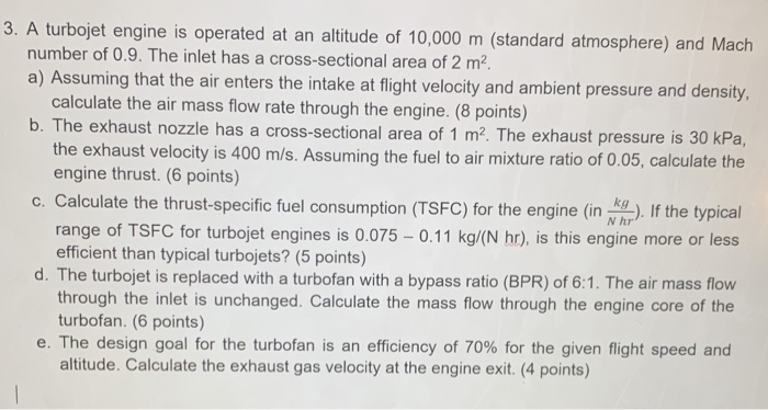 Solved 3. A turbojet engine is operated at an altitude of | Chegg.com