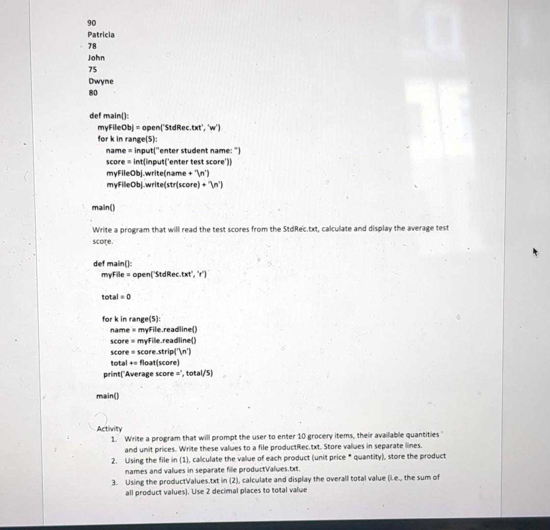Performance Outcomes 1. Understanding file input and | Chegg.com