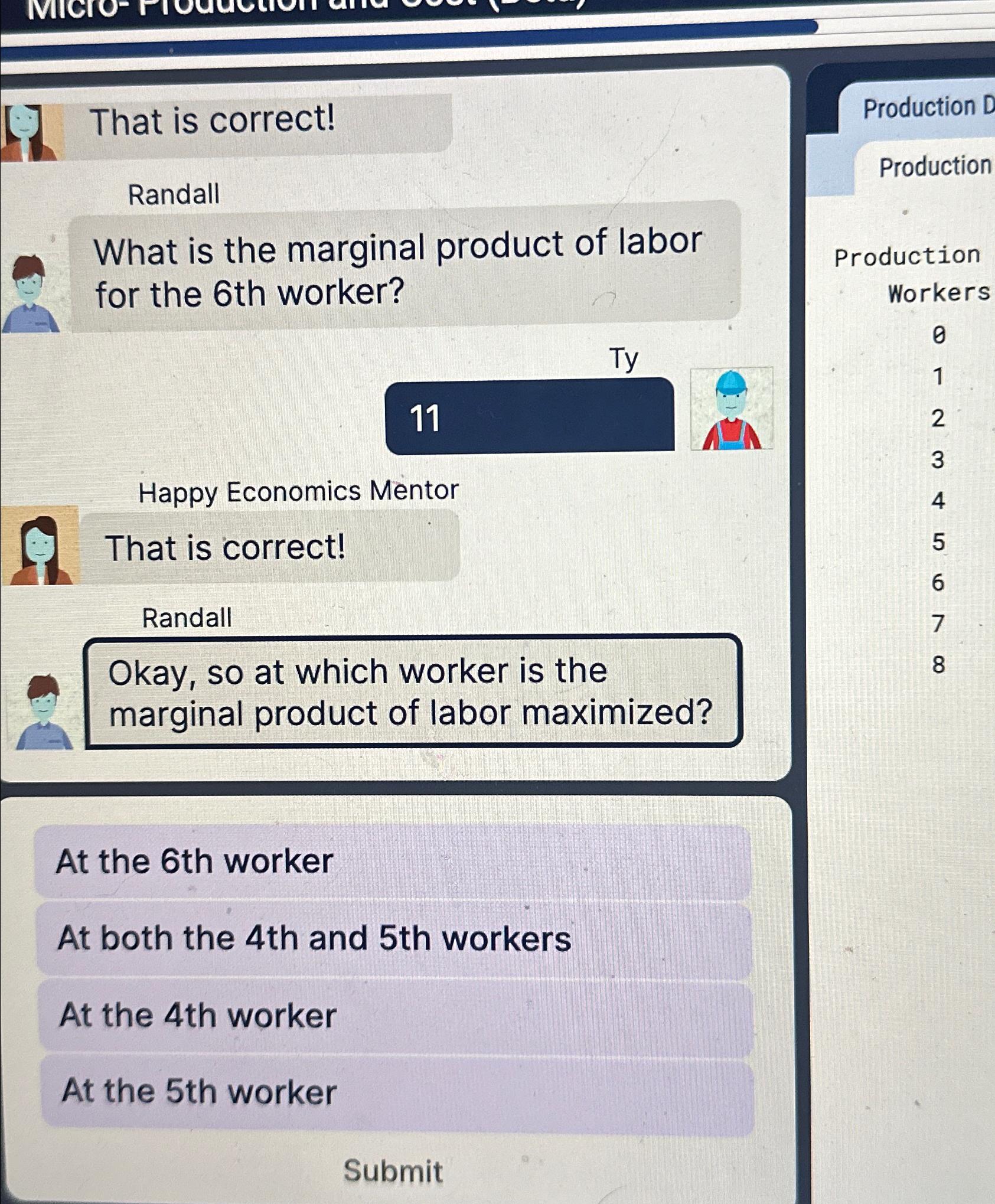 Solved That is correct!RandallProduction DWhat is the | Chegg.com