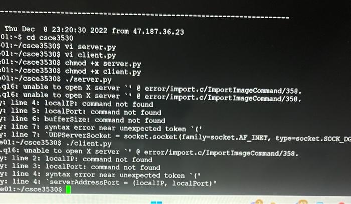Solved client.py - create a UDP socket (hostname and port | Chegg.com
