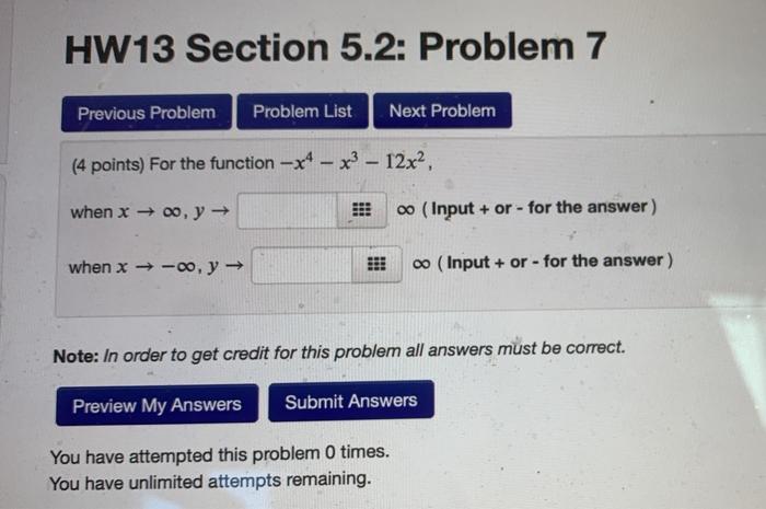 Solved HW13 Section 5.2: Problem 7 Previous Problem Problem | Chegg.com Solved HW13 Section 5.2: Problem 7 Previous Problem Problem | Chegg.com