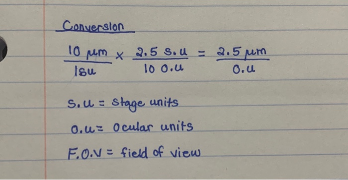 Solved I have the answer my ocular micrometer calculations, | Chegg.com