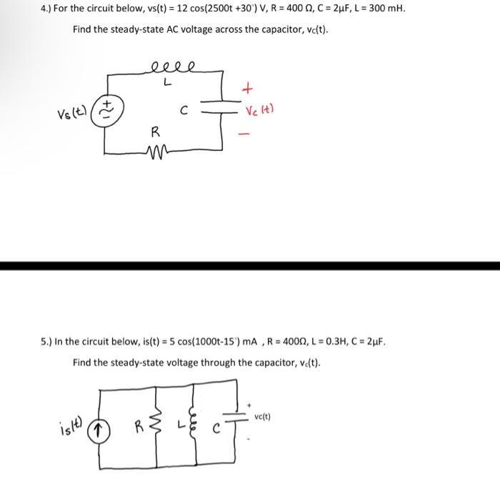 Solved 4.) For the circuit below, vs | Chegg.com