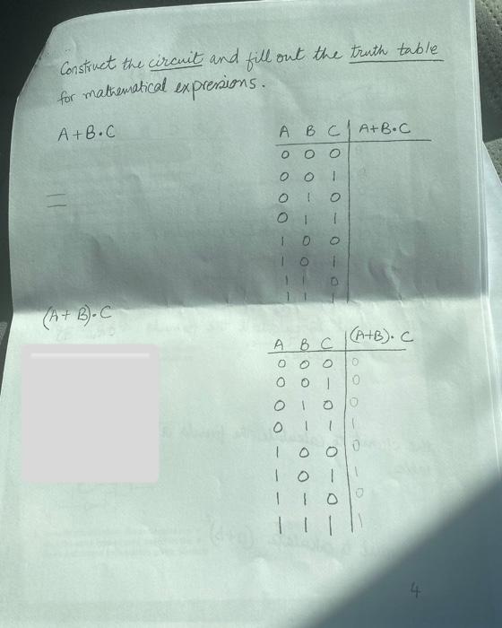 Solved Construct the circuit and fill out the truth table | Chegg.com