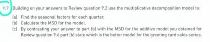 Solved 9.4 Using the results from Review question 9.1 and | Chegg.com