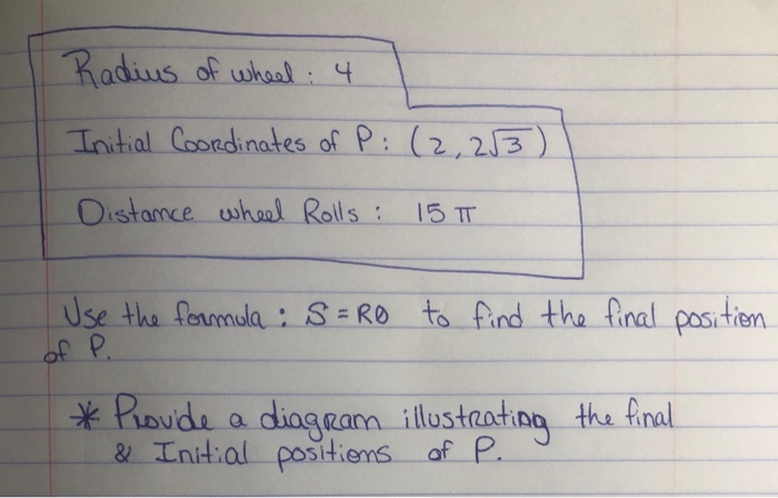 Solved use the formula s=r(theta) to find the final position | Chegg.com