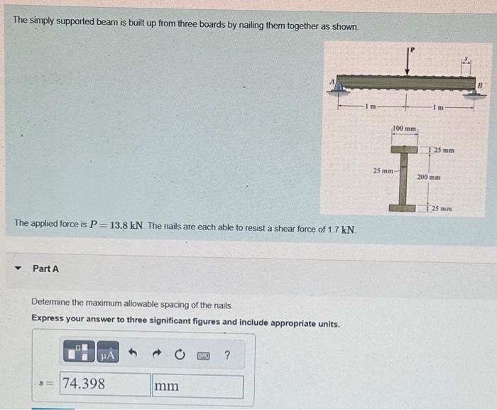 Solved The simply supported beam is built up from three | Chegg.com