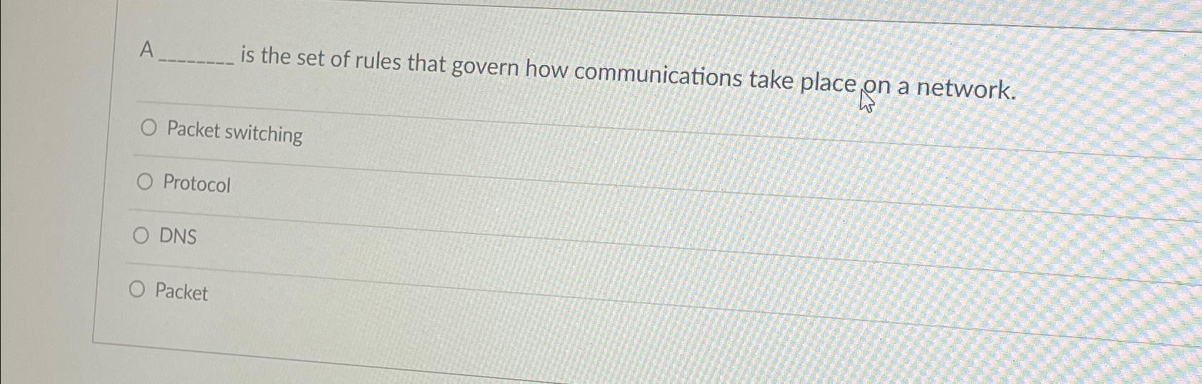 Solved A is the set of rules that govern how communications | Chegg.com