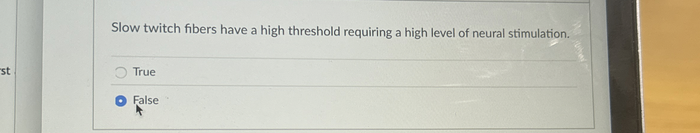 Solved Slow twitch fibers have a high threshold requiring a | Chegg.com