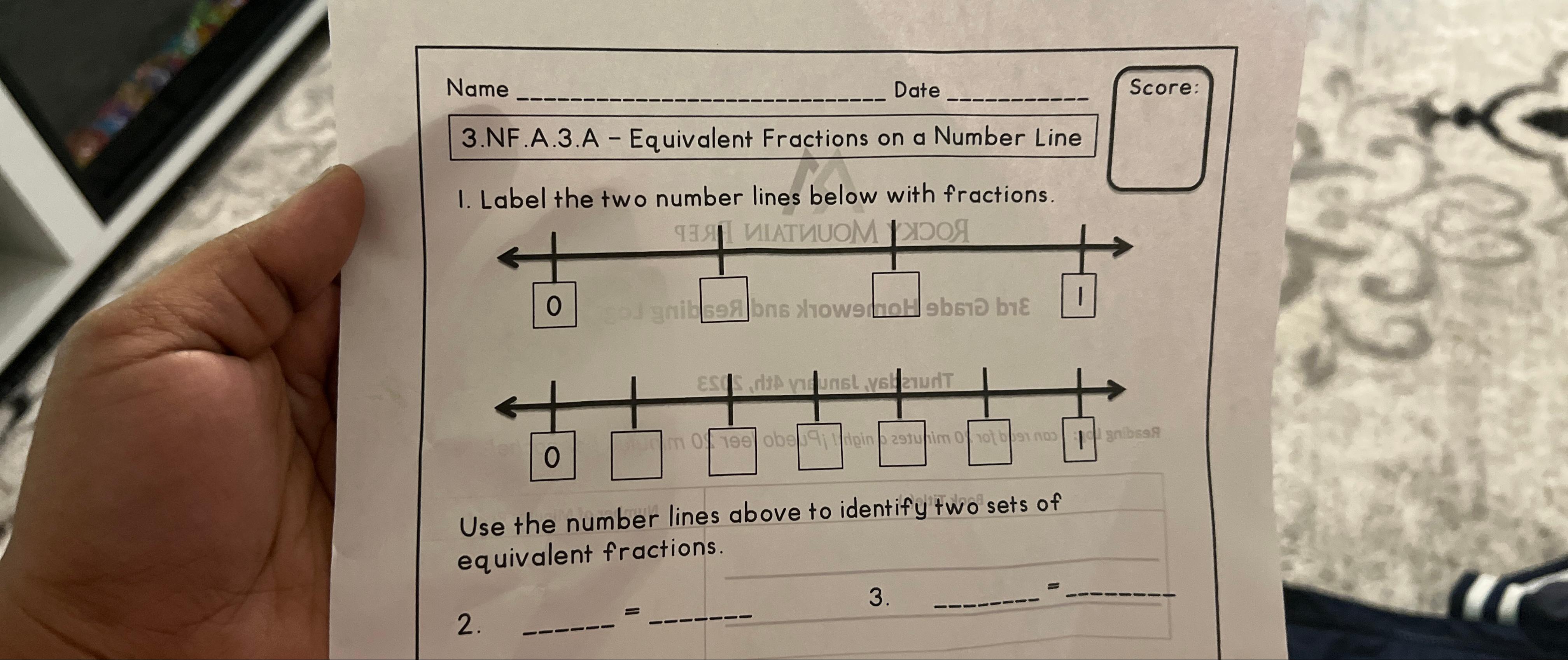 Solved Name DateScore:3.NF.A.3.A - ﻿Equivalent Fractions on | Chegg.com