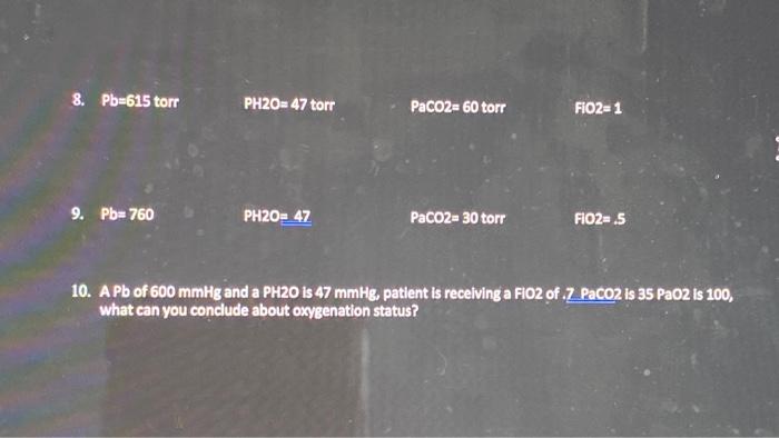 Solved Practice Worksheet for Partial Pressures and Alveolar | Chegg.com
