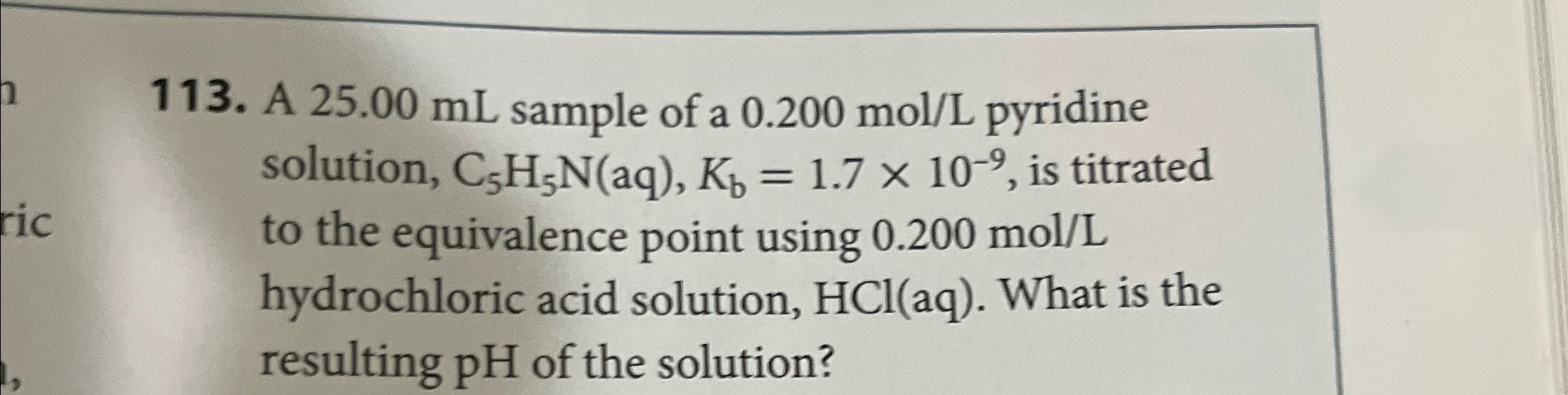 Solved A 25.00mL ﻿sample of a 0.200molL ﻿pyridine solution, | Chegg.com
