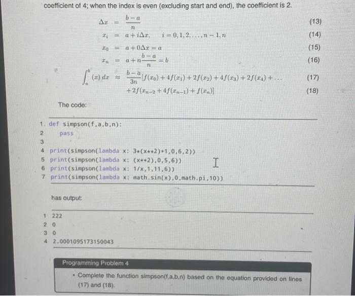 Solved Problem 4: Simpson's Rule In this problem, we will | Chegg.com