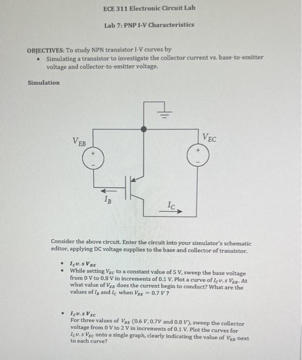 OBJECTIVES: To study NPN transistor I-V curves by - | Chegg.com