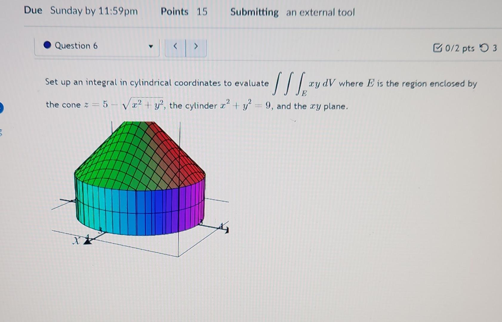Solved Set up an integral in cylindrical coordinates to | Chegg.com