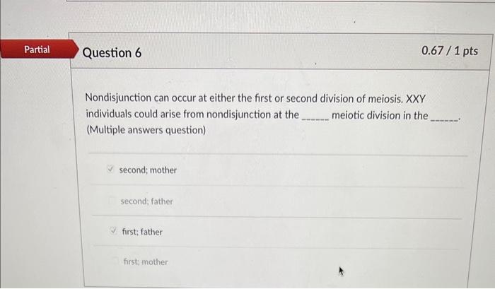 Solved Nondisjunction can occur at either the first or | Chegg.com